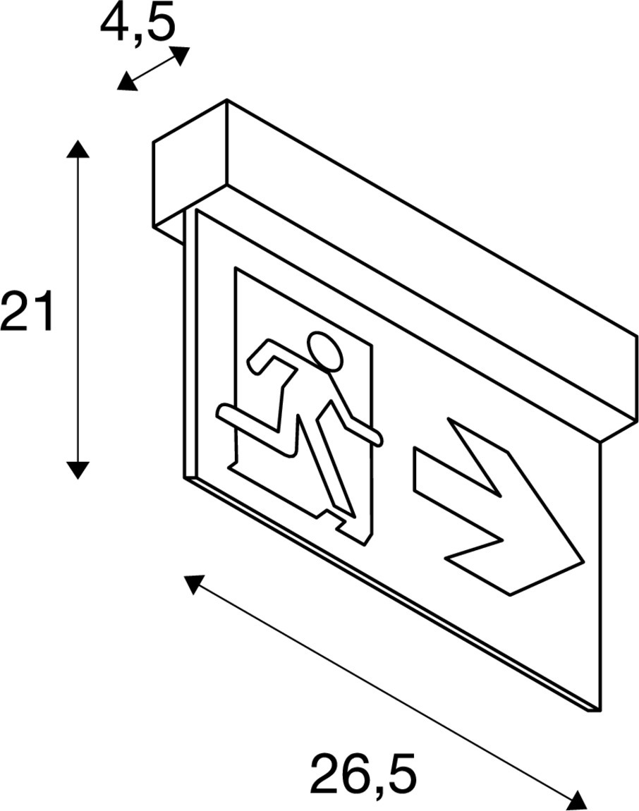 SLV P-LIGHT 27, wall and ceiling light, emergency exit light, LED ...