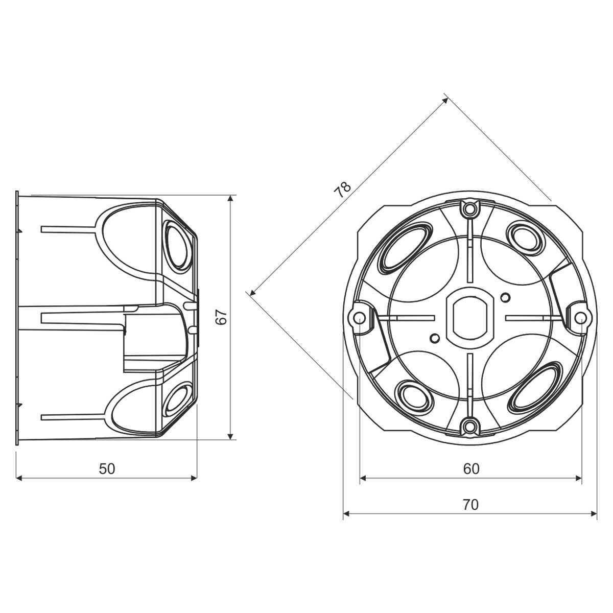 Kopos Cavity wall box Ø68x50 mm with membranes, sound insulation KPL 64 ...