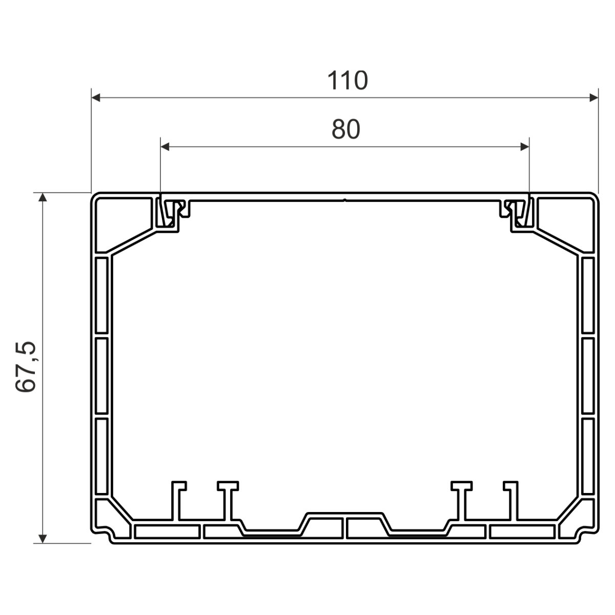 Kopos Parapet trunking PK 110X65 D HF, white, 2 m, carton, for ...